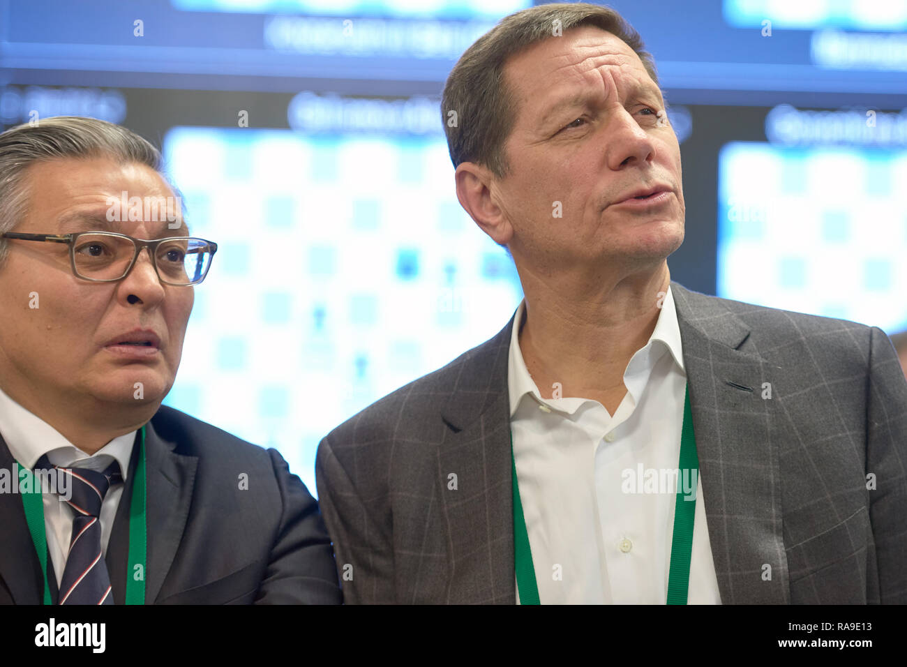 St. Petersburg, Russia - December 30, 2018: Alexander Zhukov (right ...