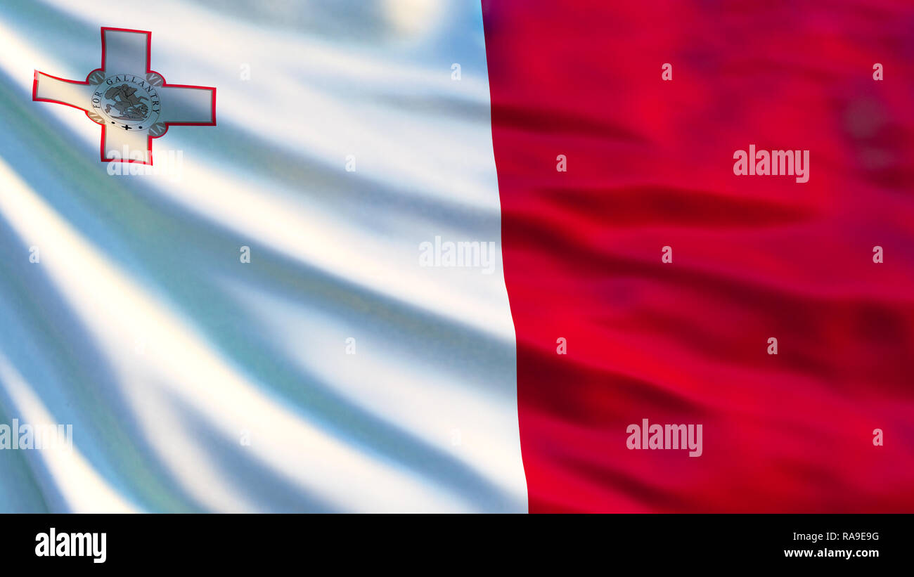 Malta flag. Waving flag of Malta 3d illustration. Valletta Stock Photo ...