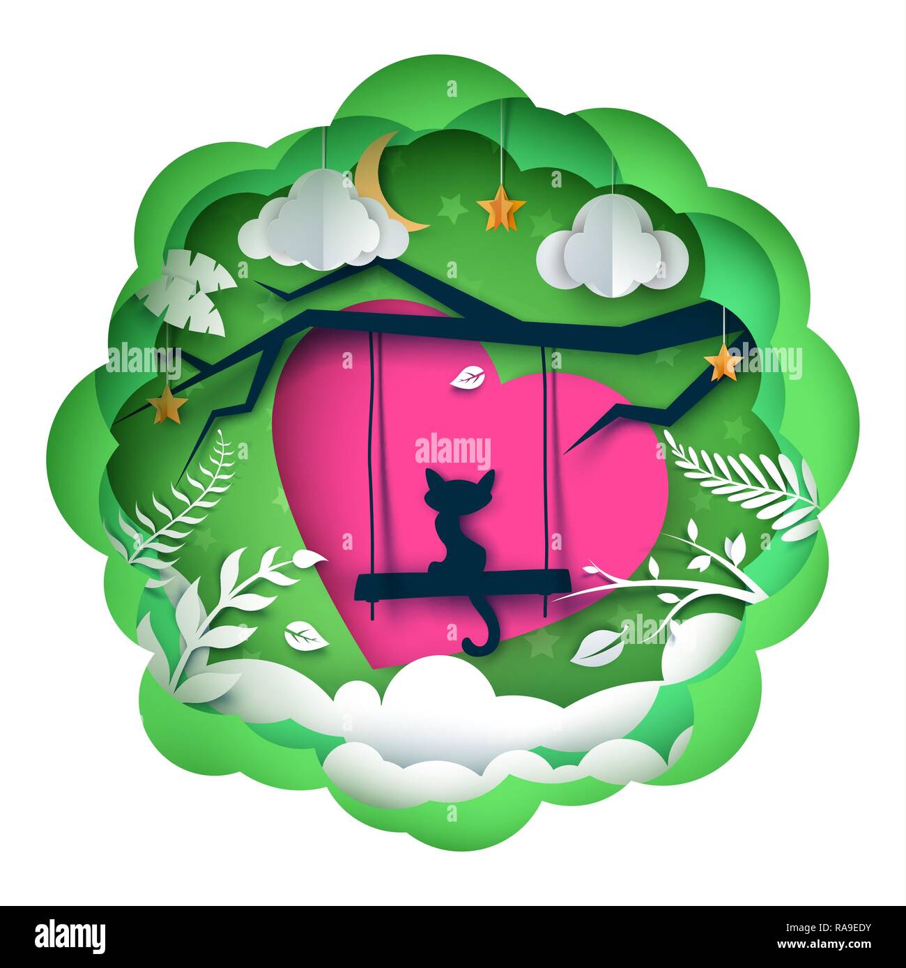 Cartoon paper love illustration. Cat characters Stock Vector Image ...