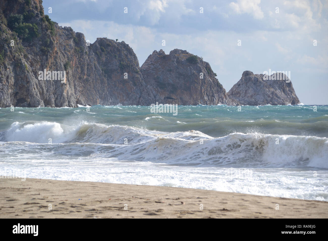 It is a beautiful beach with big waves in Taiwan Stock Photo - Alamy