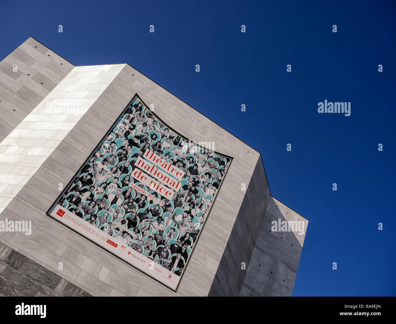 NICE, FRANCE - MAY 25, 2018: Sign on exterior of Theatre National de ...