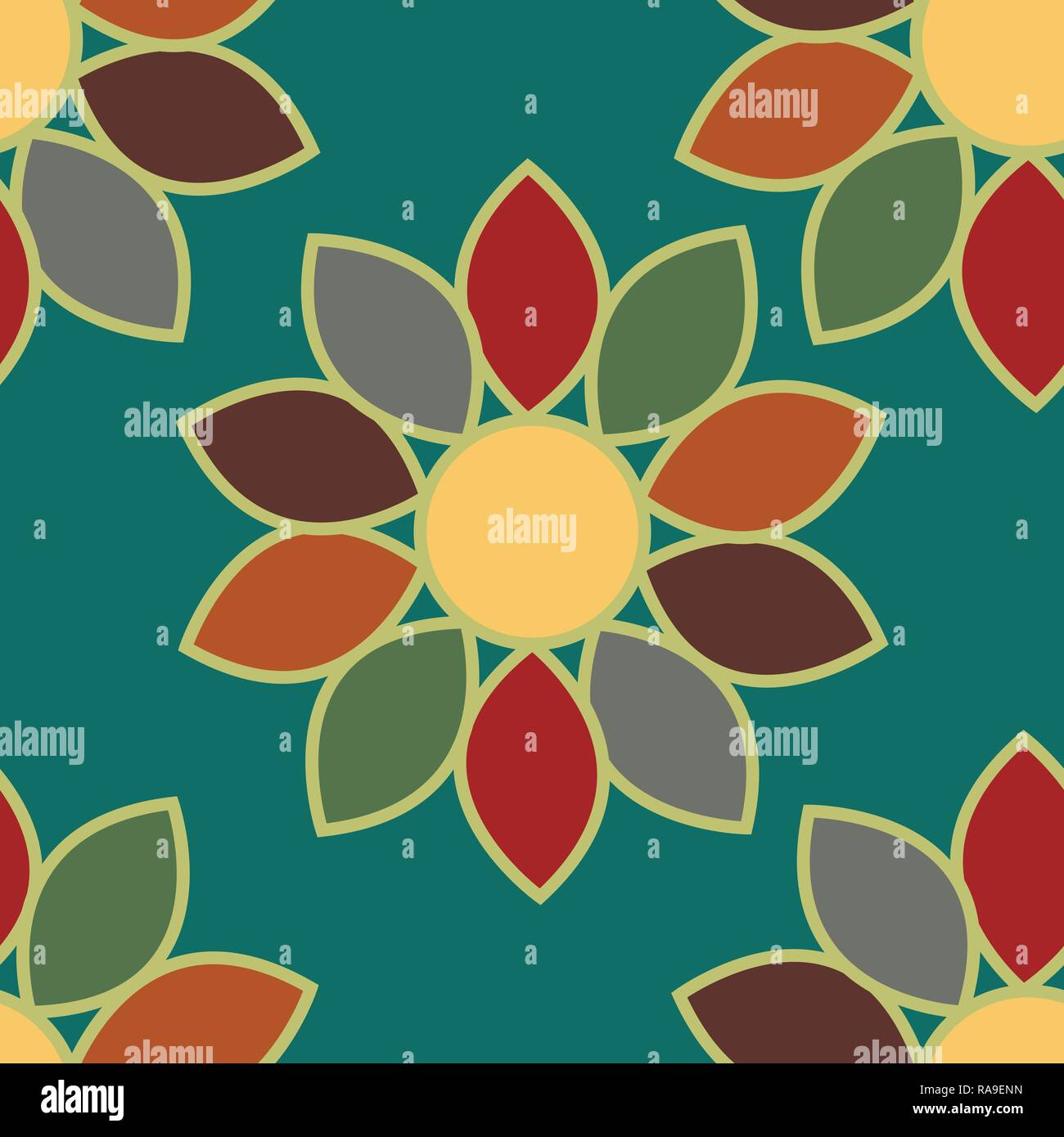 Watercolor samless floral pattern, abstract scarlet flowers. Vector ...