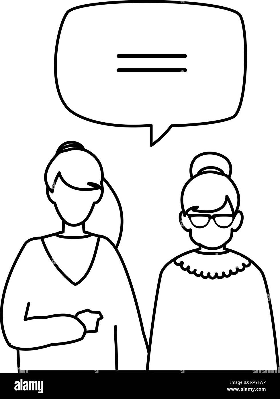 cute grandmother with daughter talking vector illustration design Stock ...