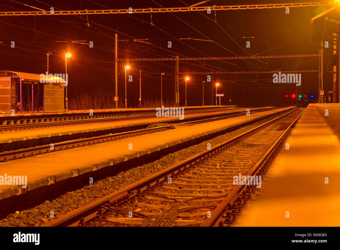 Speeding train at small station hi-res stock photography and images - Alamy