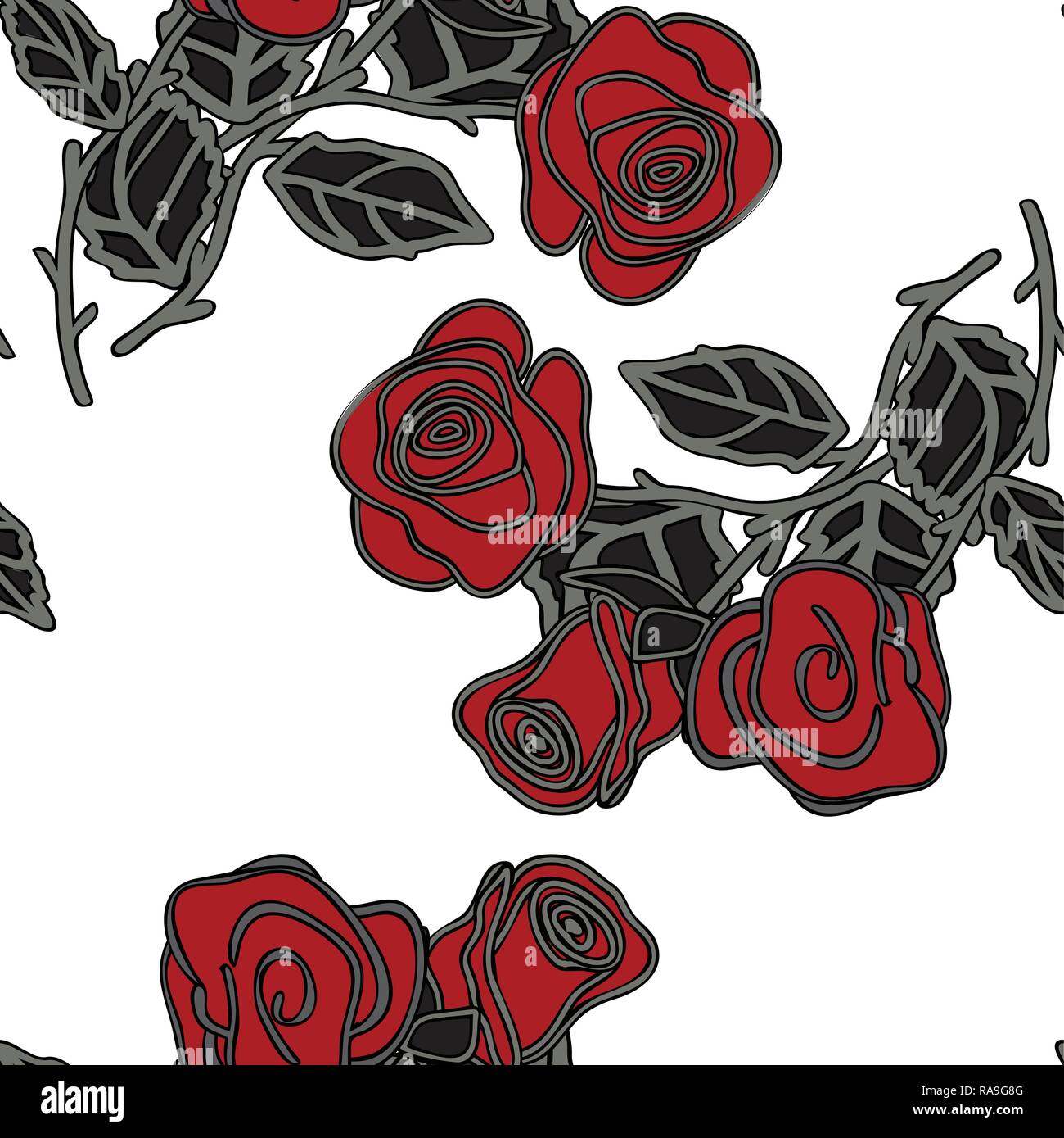 Continuous rose branch Stock Vector Images - Alamy