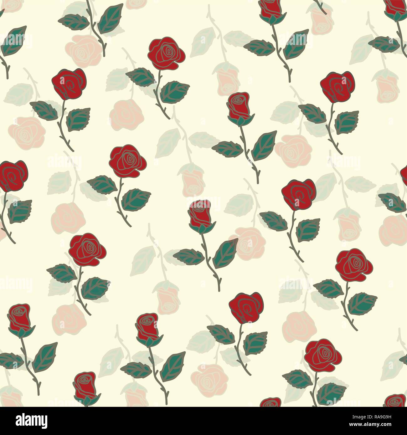 Seamless pattern with red roses Stock Vector Image & Art - Alamy