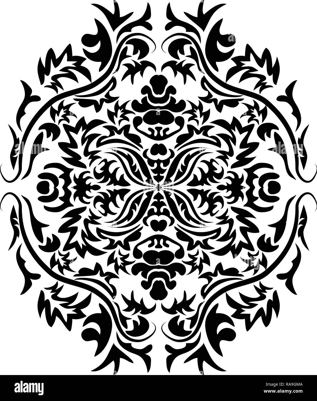 Vector line art decor, ornate vignette for design template. Eastern ...