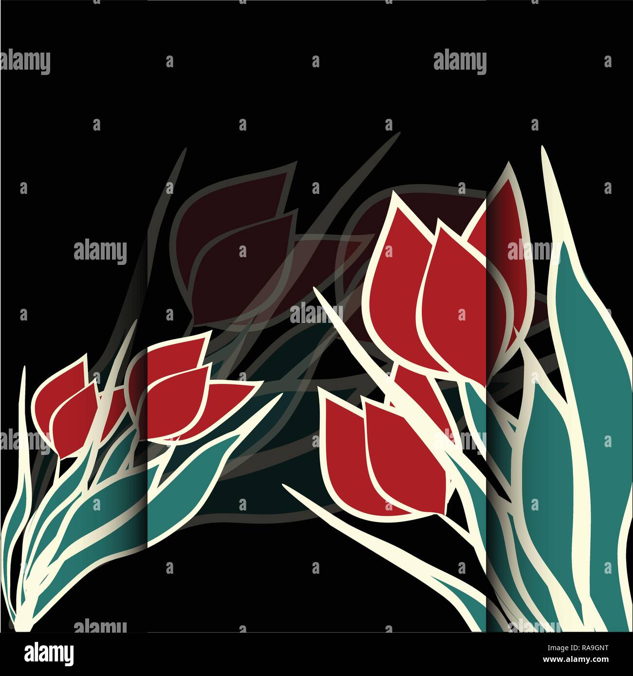 Pink tulips border on Stock Vector Images - Alamy