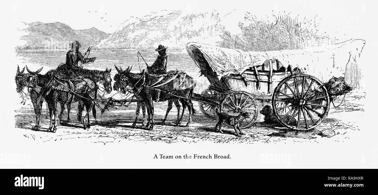 Pulling a covered wagon Black and White Stock Photos & Images - Alamy