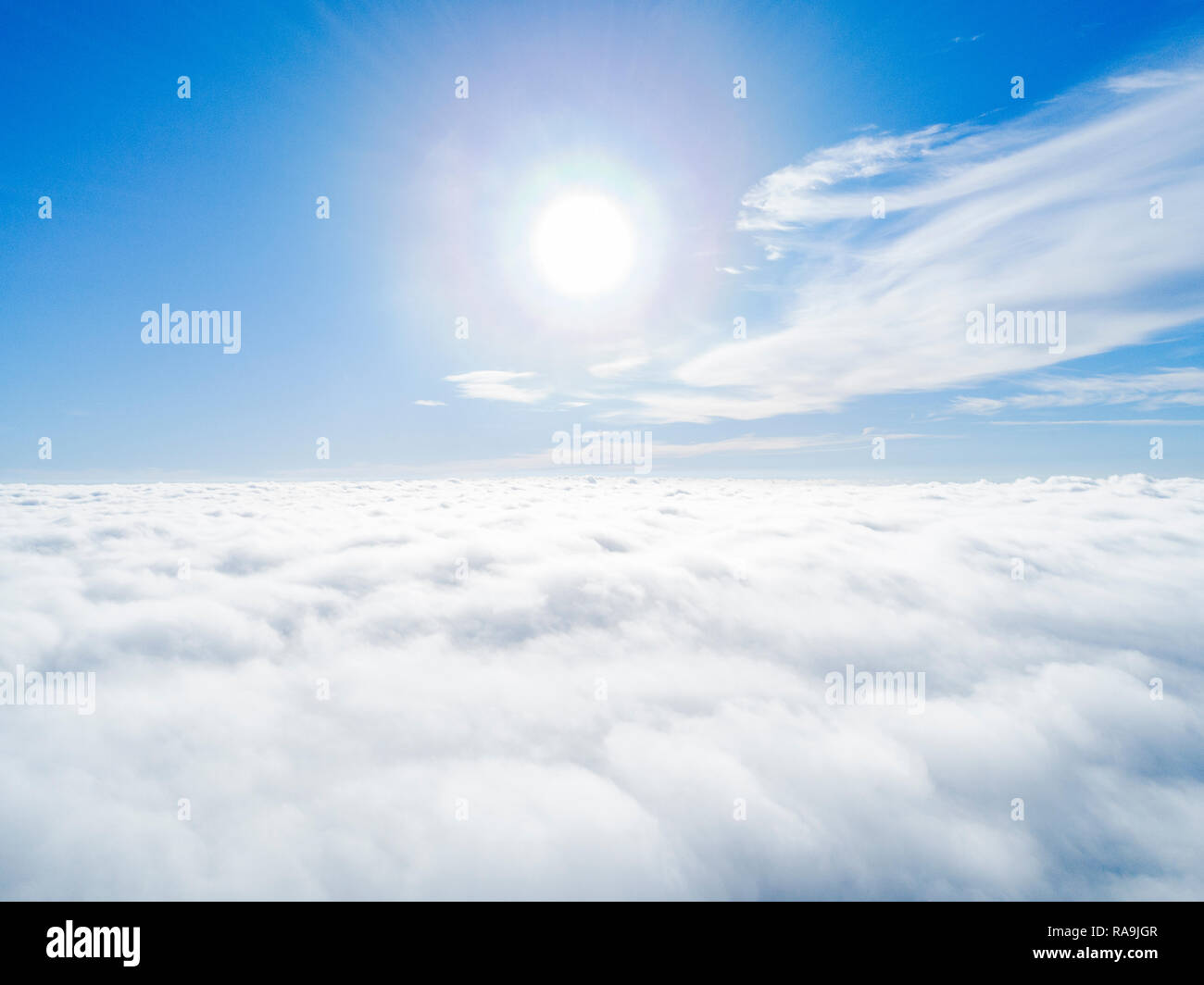 Aerial view White clouds in blue sky. Top view. View from drone. Aerial ...