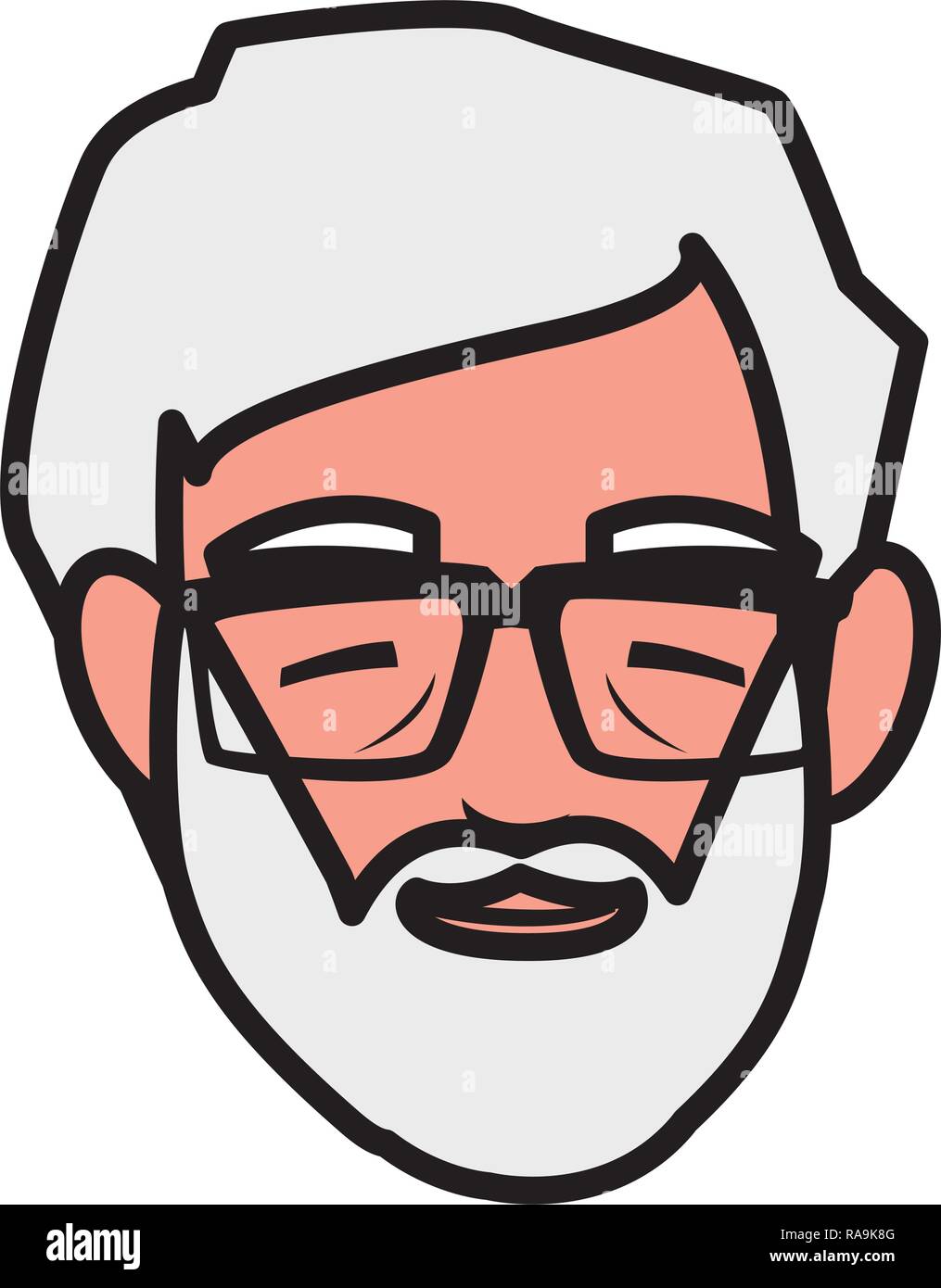 cute grandfather head avatar character vector illustration design Stock ...