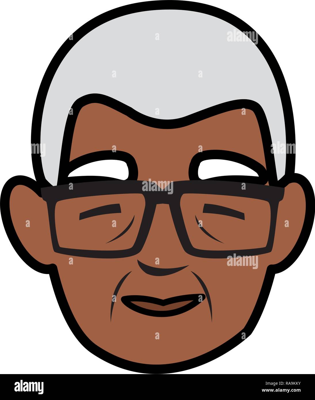 cute grandfather black head character vector illustration design Stock ...