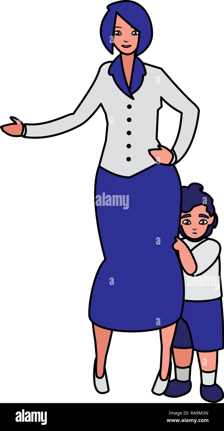 cute mother with son characters vector illustration design Stock Vector ...