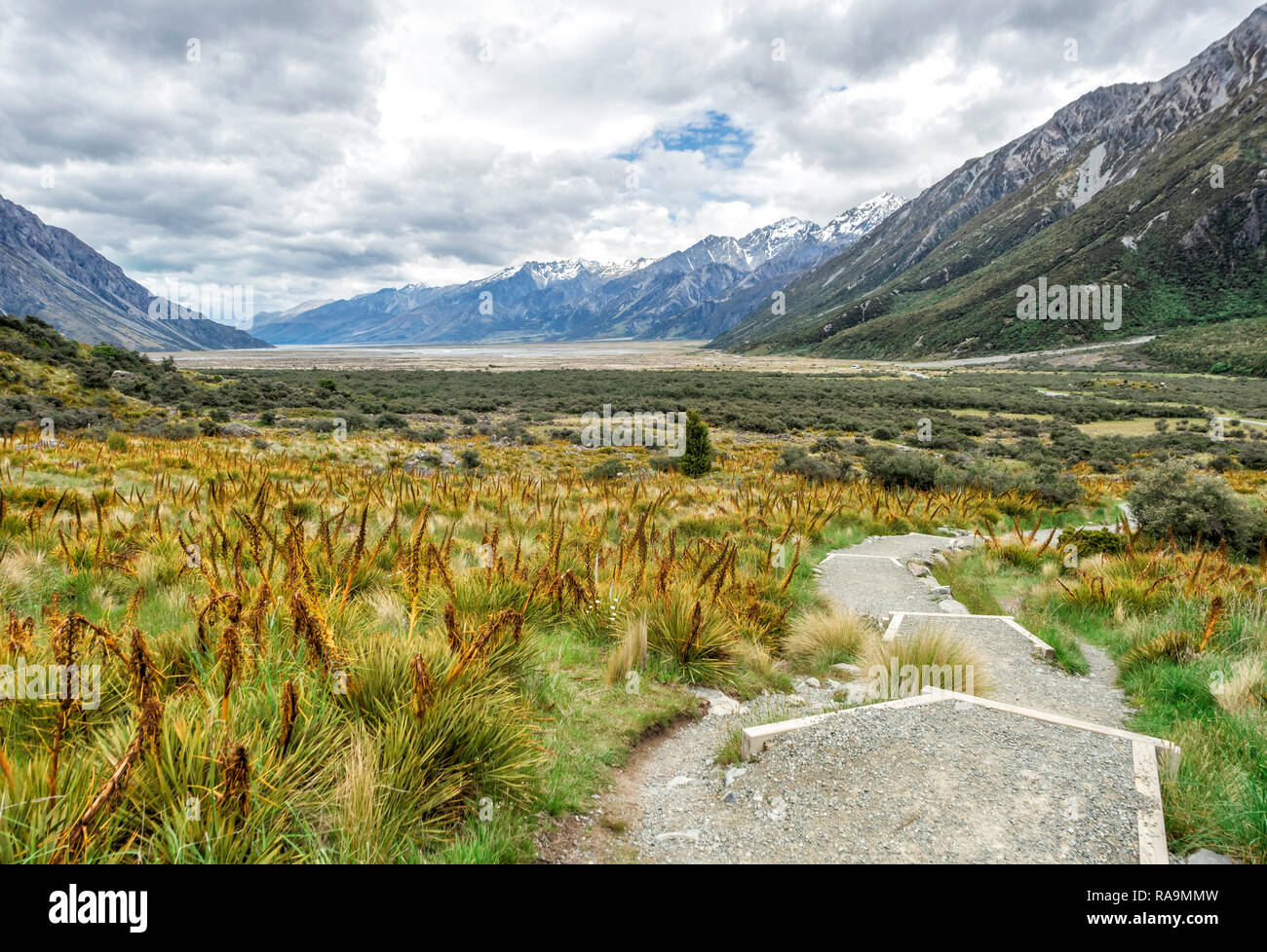 Tasman Glacier Track at Aoraki, Mount Cook, New Zealand, South Island ...