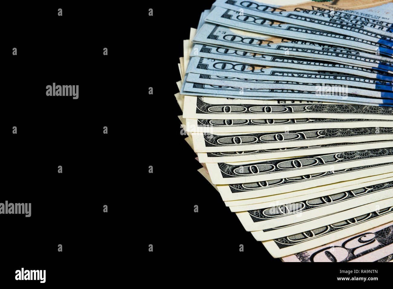 Stack of one hundred dollar bills. Stack of cash money in hundred ...