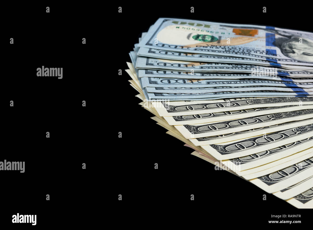 Stack of one hundred dollar bills. Stack of cash money in hundred ...