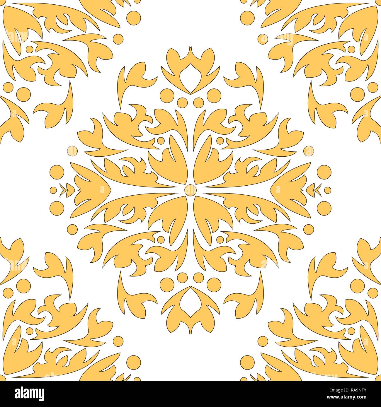 Damascus seamless pattern of floral ornament wallpaper background in ...