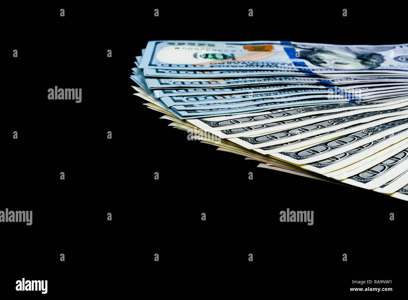 Stack of one hundred dollar bills. Stack of cash money in hundred ...