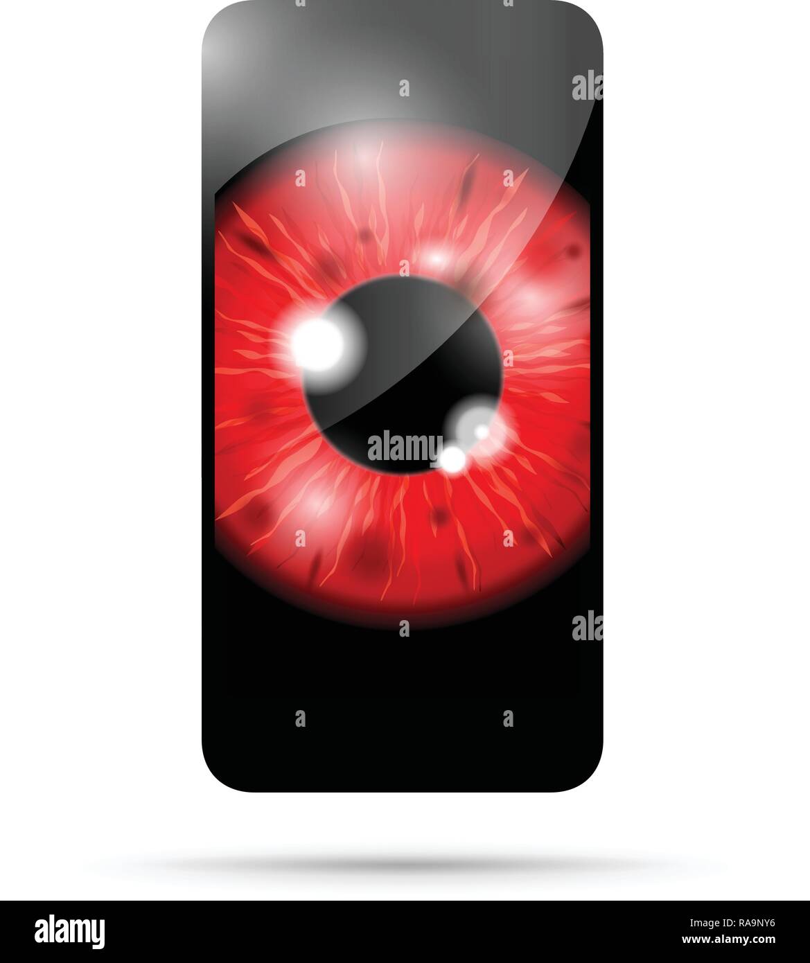 red realistic eyeball on a cell mobile phone Stock Vector Image & Art ...