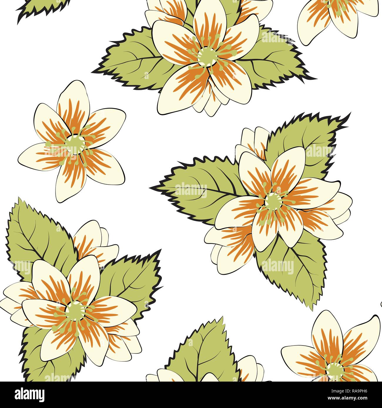 Seamless Hand Drawn Floral Pattern Stock Vector Image & Art - Alamy