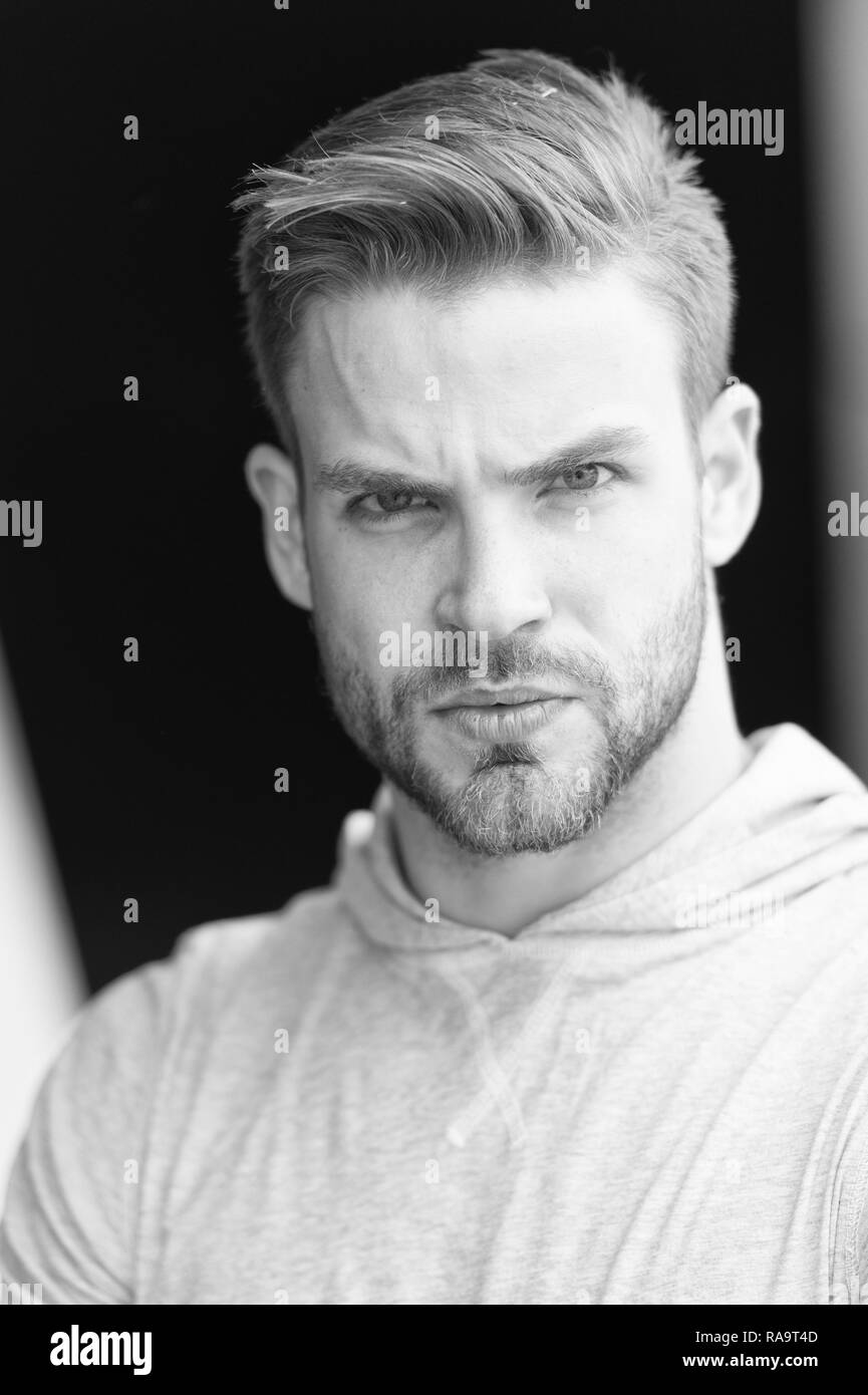 Metrosexual concept. Handsome in style. Guy bearded attractive cares ...