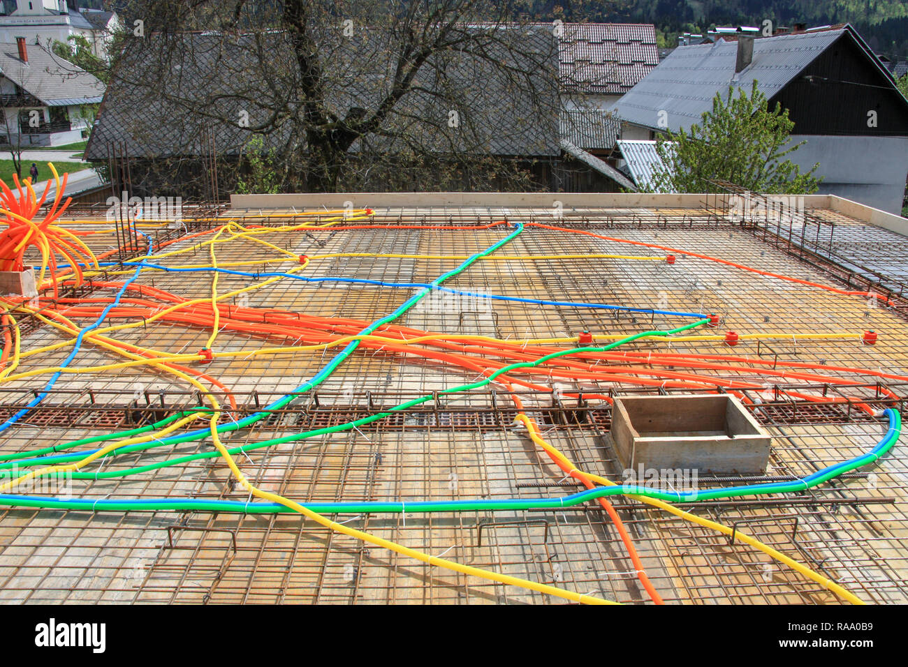 foundation construction with orange plastic tubes Stock Photo - Alamy