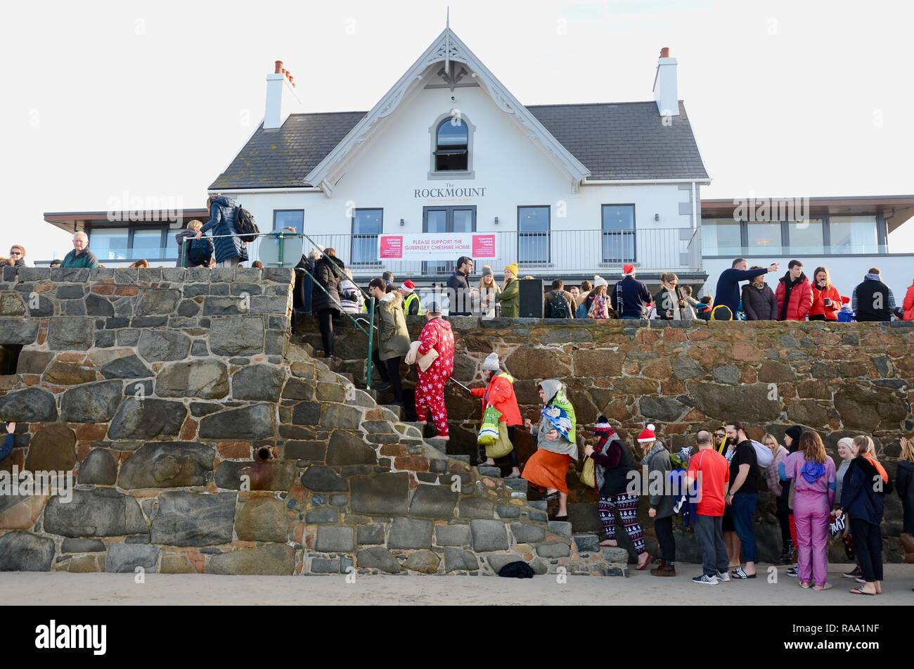 Traditional Boxing Day swimmers climb steps to promenade at The ...