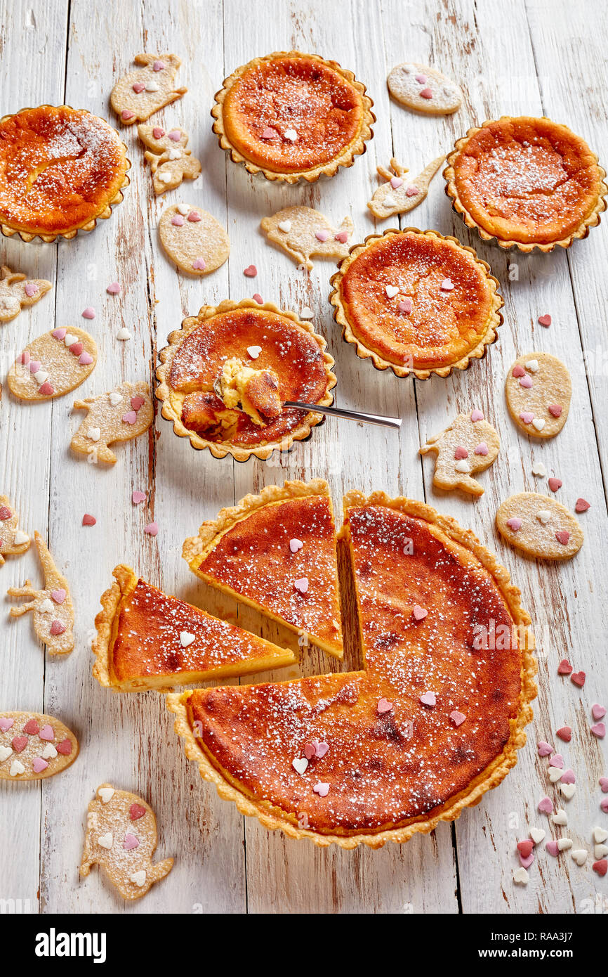 Swiss Easter Rice Tarts sprinkled with powdered sugar, gateau de Paques ...