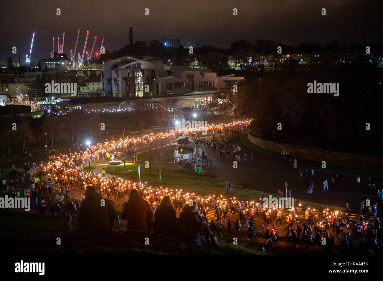 Edinburgh torchlight procession castle hi-res stock photography and ...