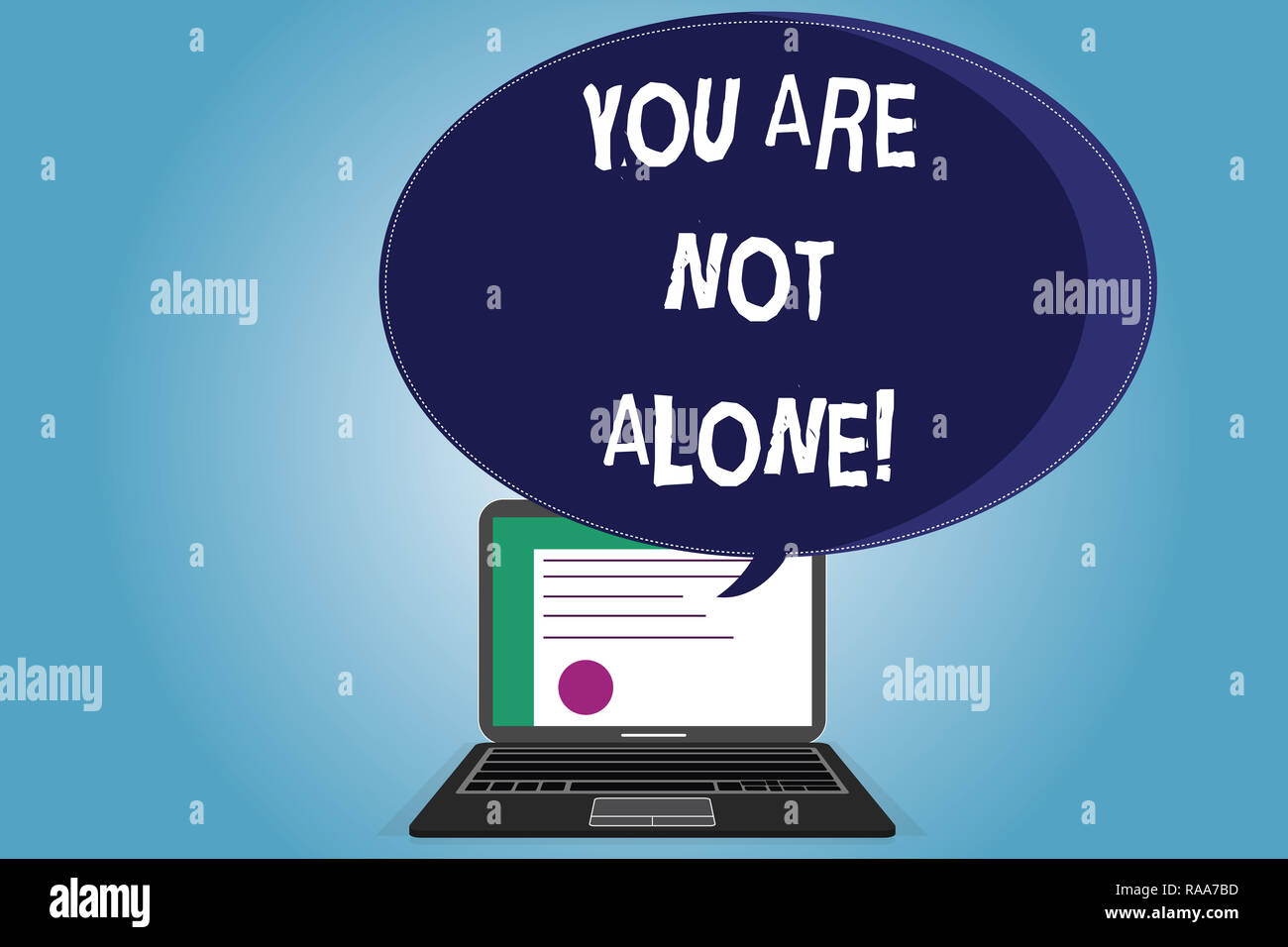 Text sign showing You Are Not Alone. Conceptual photo Offering help ...