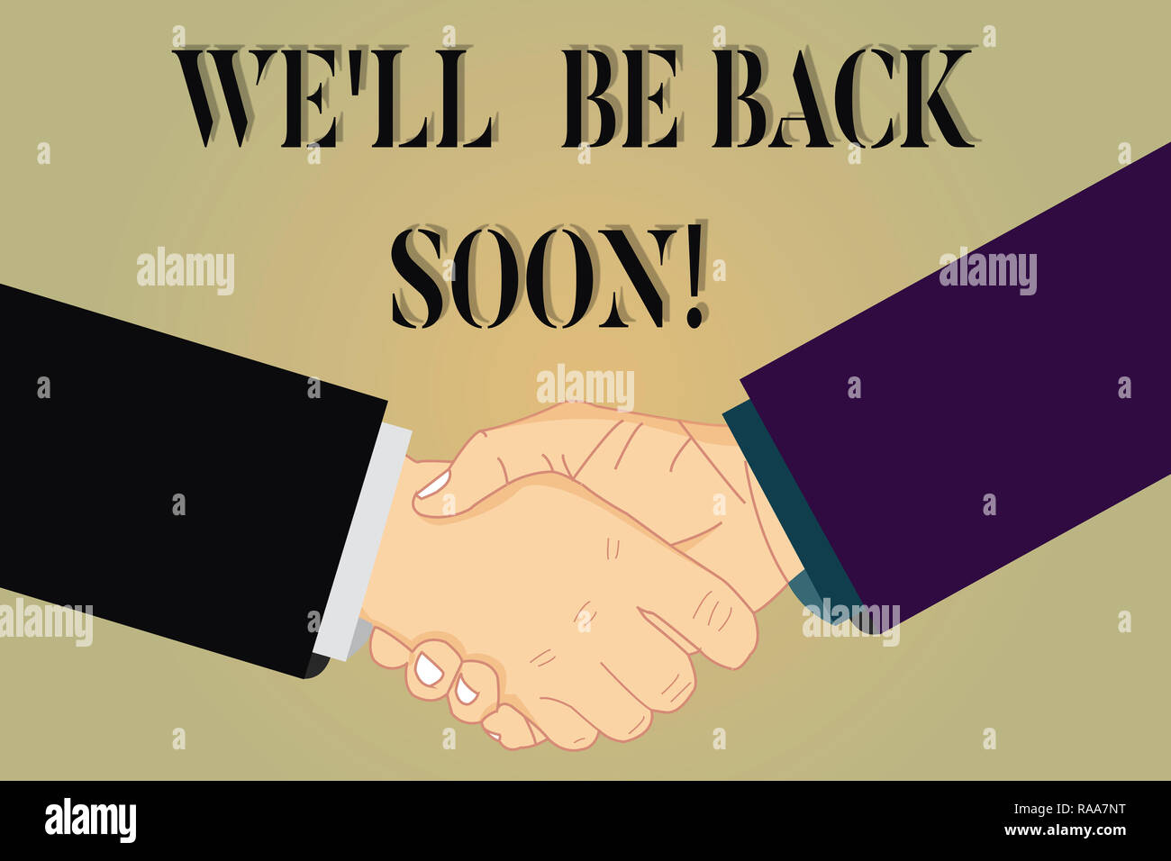 Writing note showing We Ll Be Back Soon. Business photo showcasing ...