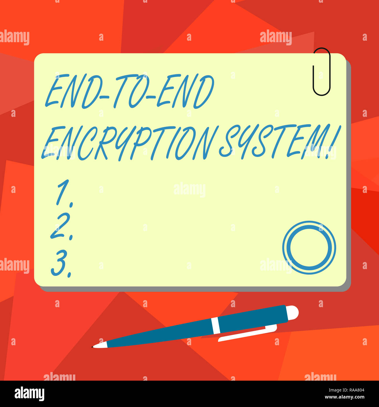 Conceptual hand writing showing End To End Encryption System. Business ...