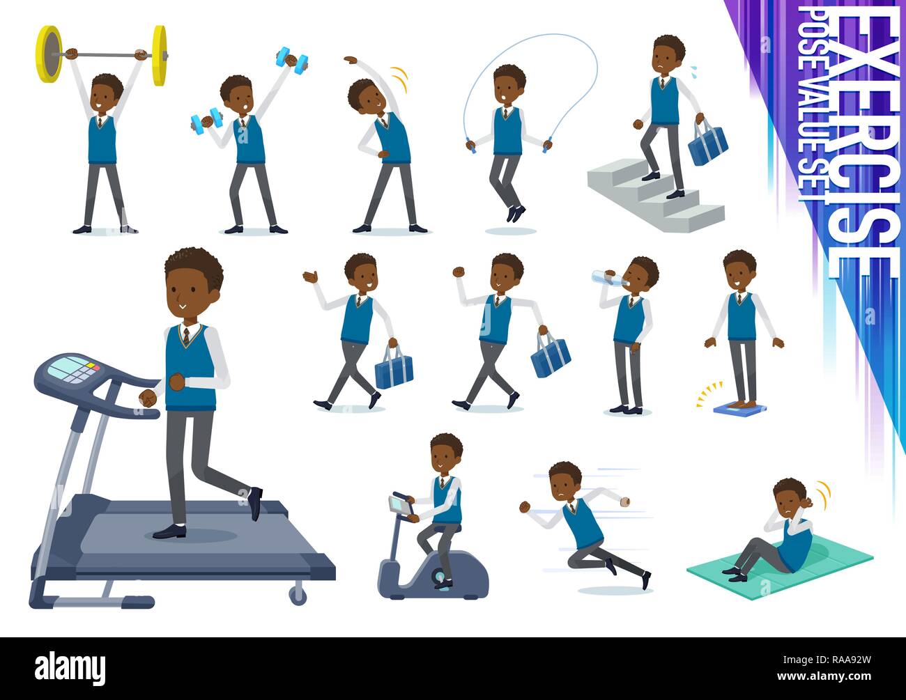 A set of school boy on exercise and sports.There are various actions to ...