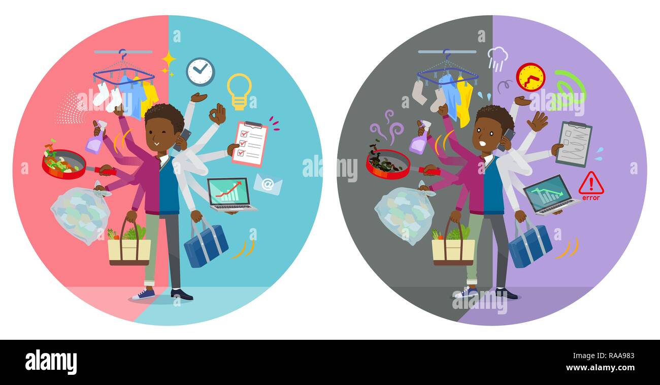 A set of school boy who perform multitasking in offices and private ...