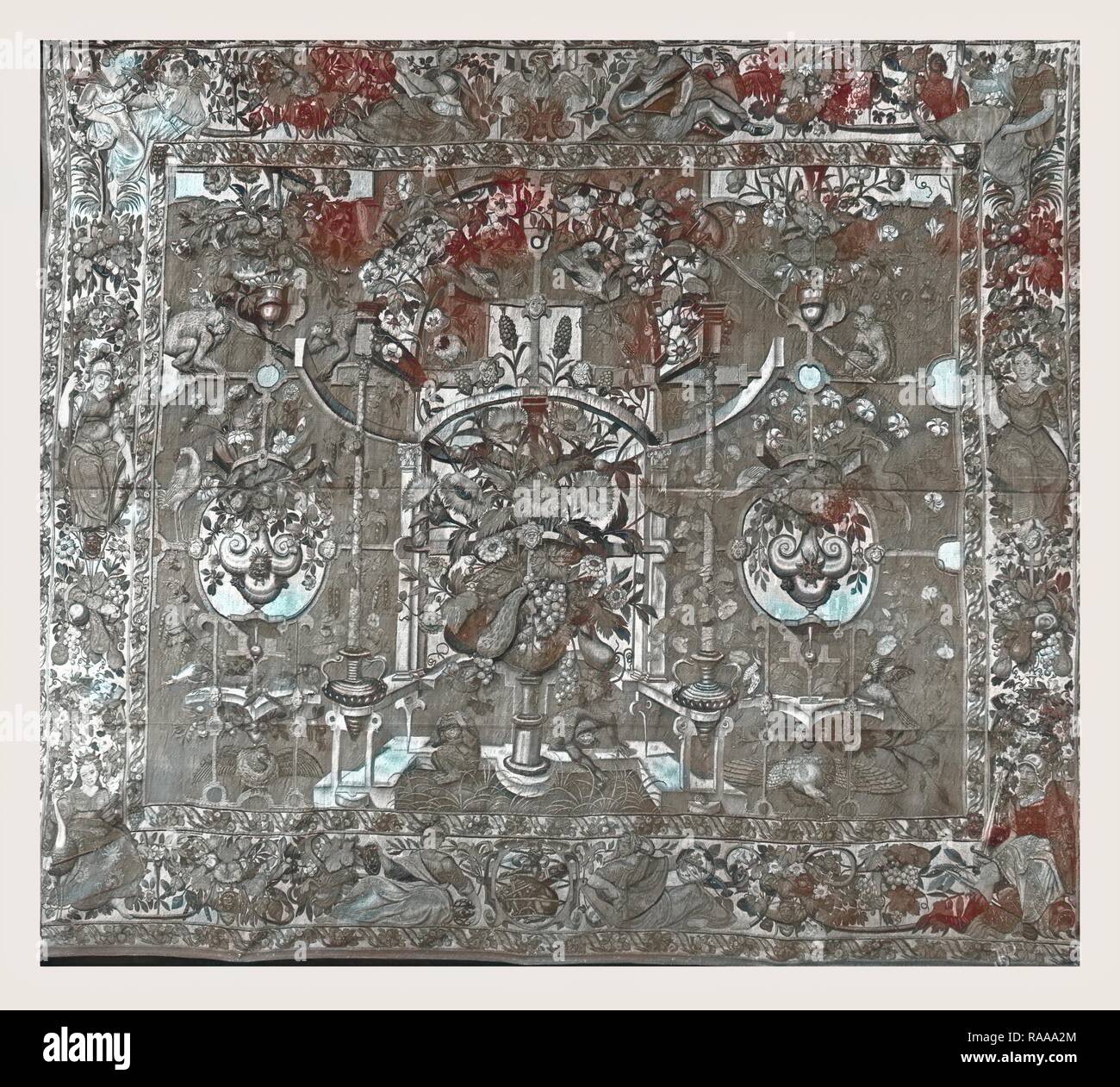 Two monkeys in fountain. Reimagined by Gibon. Classic art with a modern ...