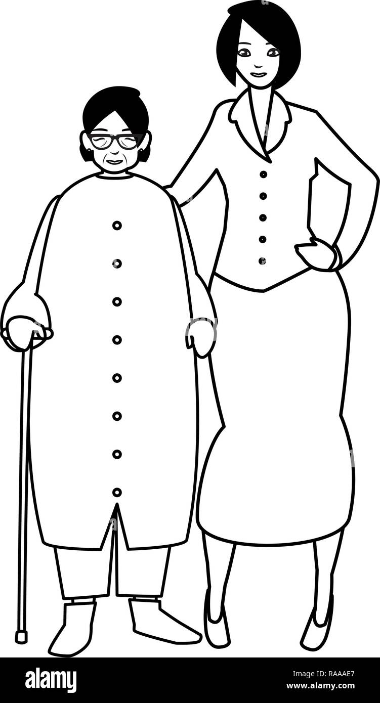 cute grandmother with daughter vector illustration design Stock Vector ...