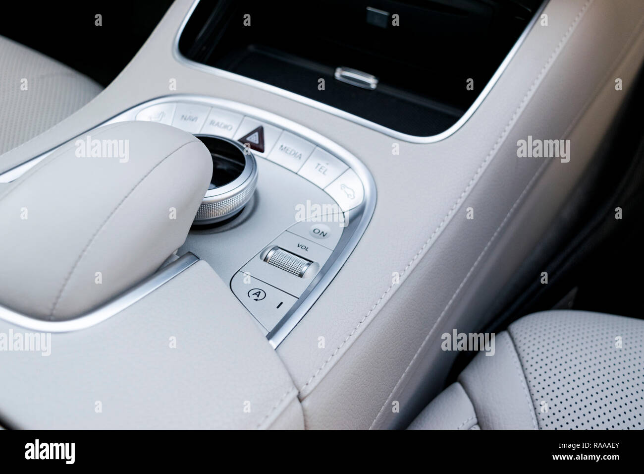 Media volume and navigation control buttons of a Modern car. Car ...