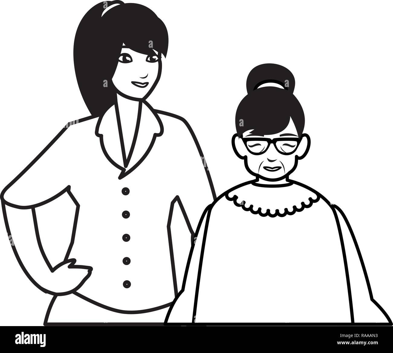 cute grandmother with daughter vector illustration design Stock Vector ...