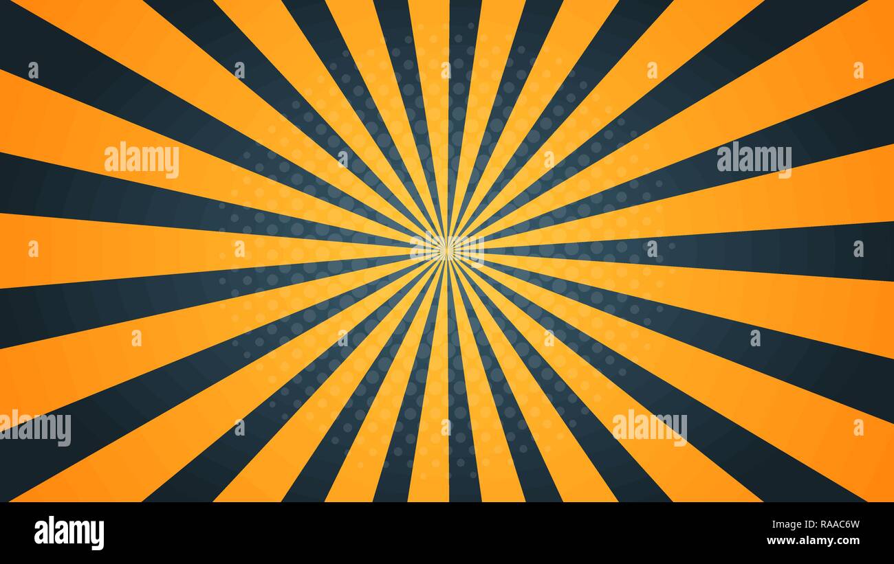 Comics rays background with halftones. Vector colorful backdrop ...