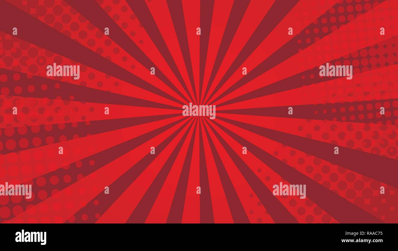 Comics rays background with halftones. Vector colorful backdrop ...