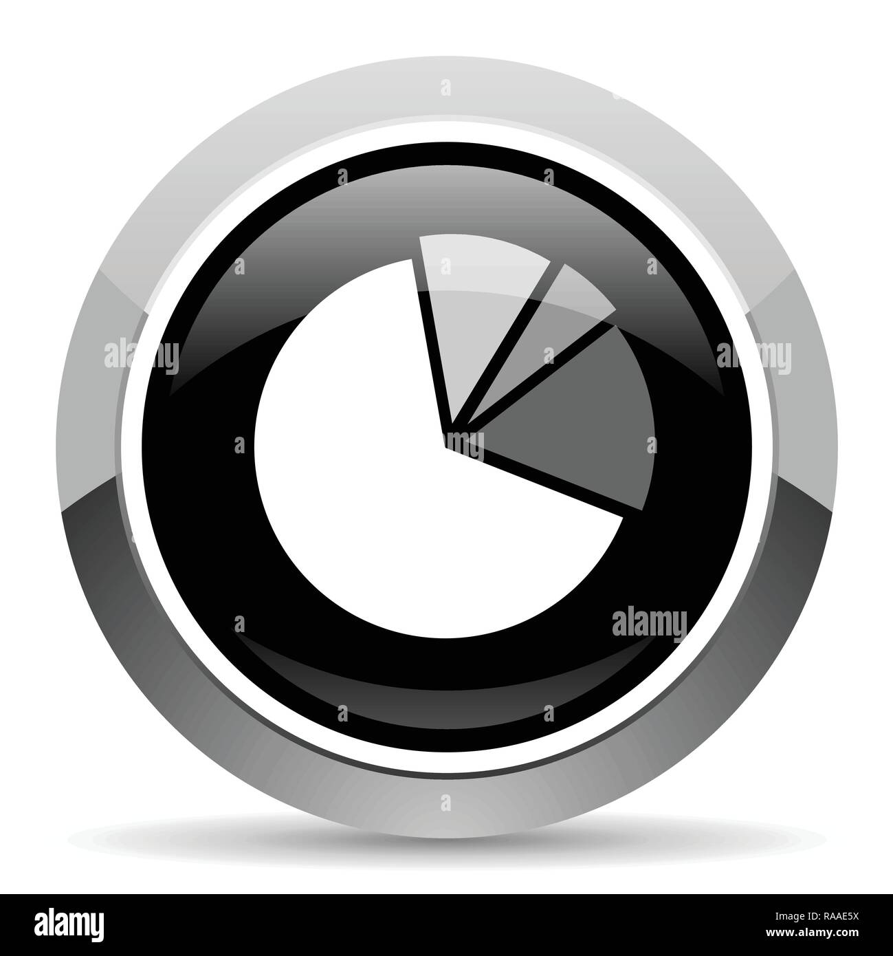 Diagram vector steel icon. Chrome border round web button. Silver ...