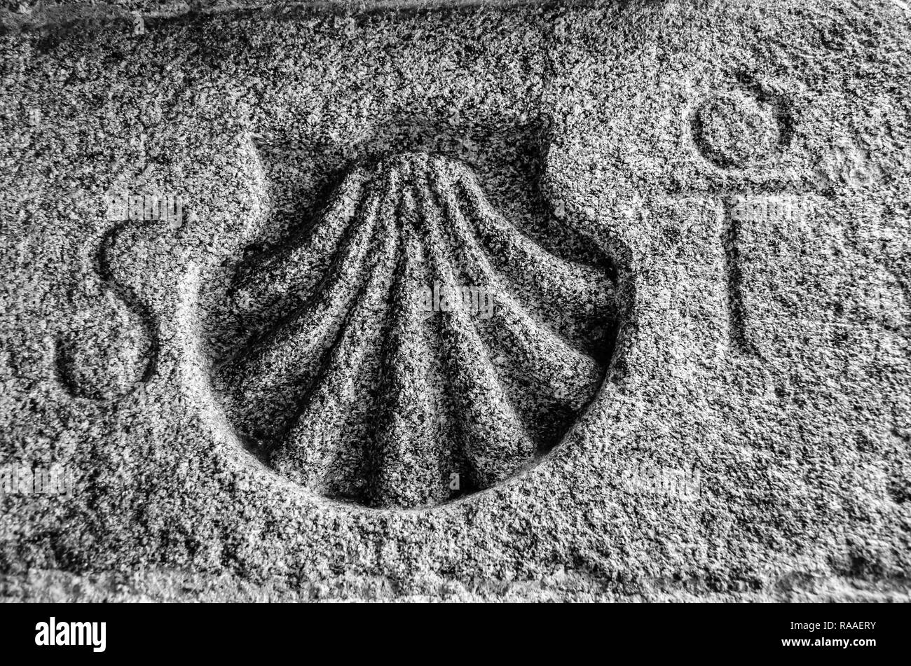 Camino santiago route sign Black and White Stock Photos & Images - Alamy