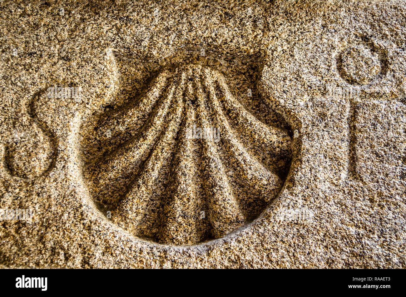 Carved way of st james sign hi-res stock photography and images - Alamy