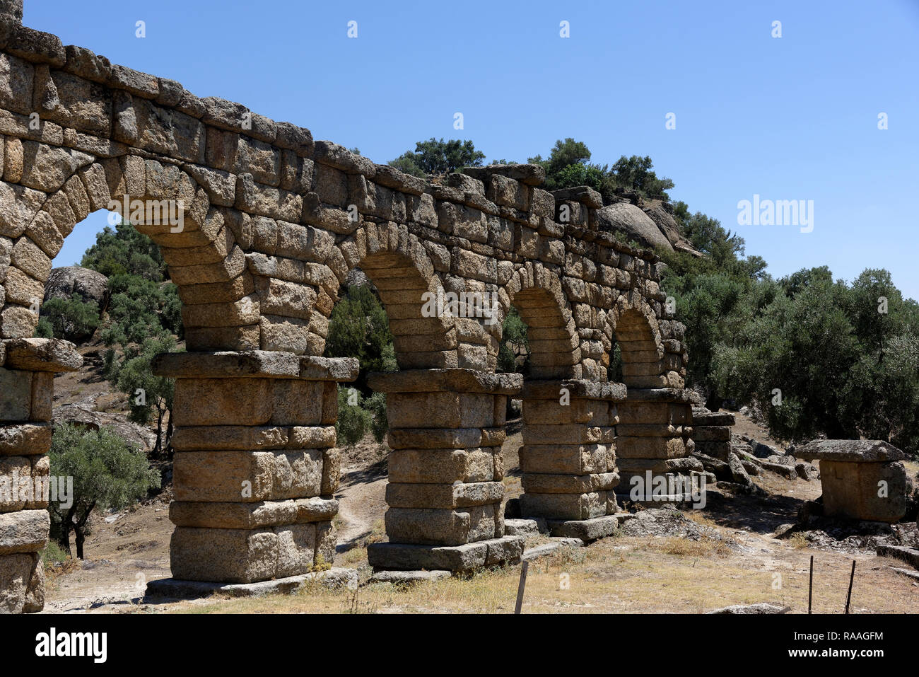 Roman Aqueduct with four preserved arches, ancient city of Alinda ...