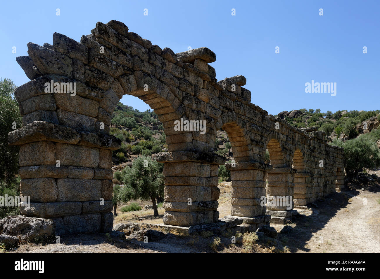 Roman Aqueduct with four preserved arches, ancient city of Alinda ...