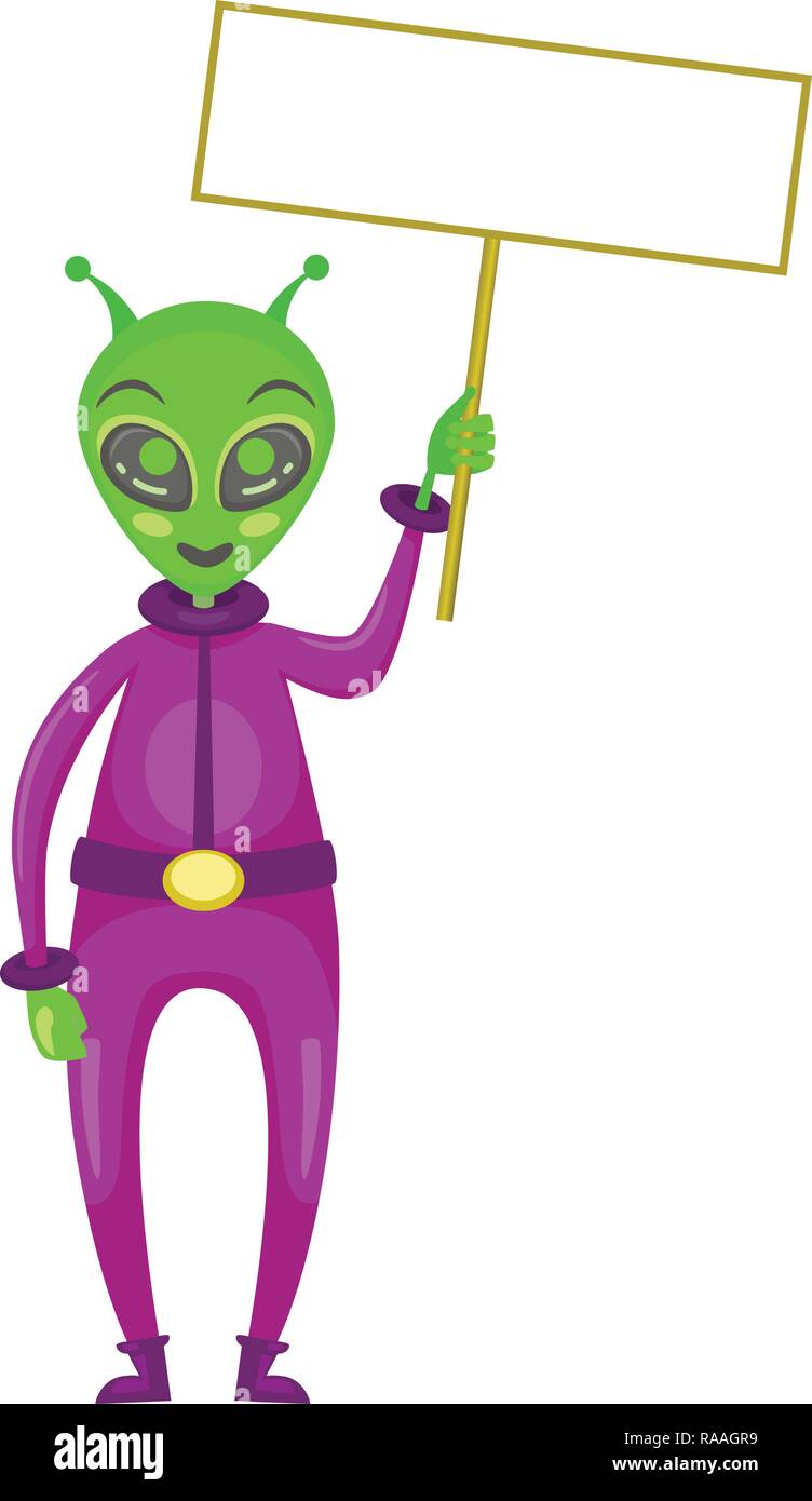 Alien holding blank signs. Aliens standing vector illustration Stock ...