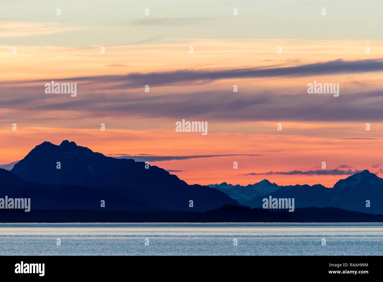 Sunset over Point Adolphus, Icy Strait, Southeast Alaska, USA Stock ...