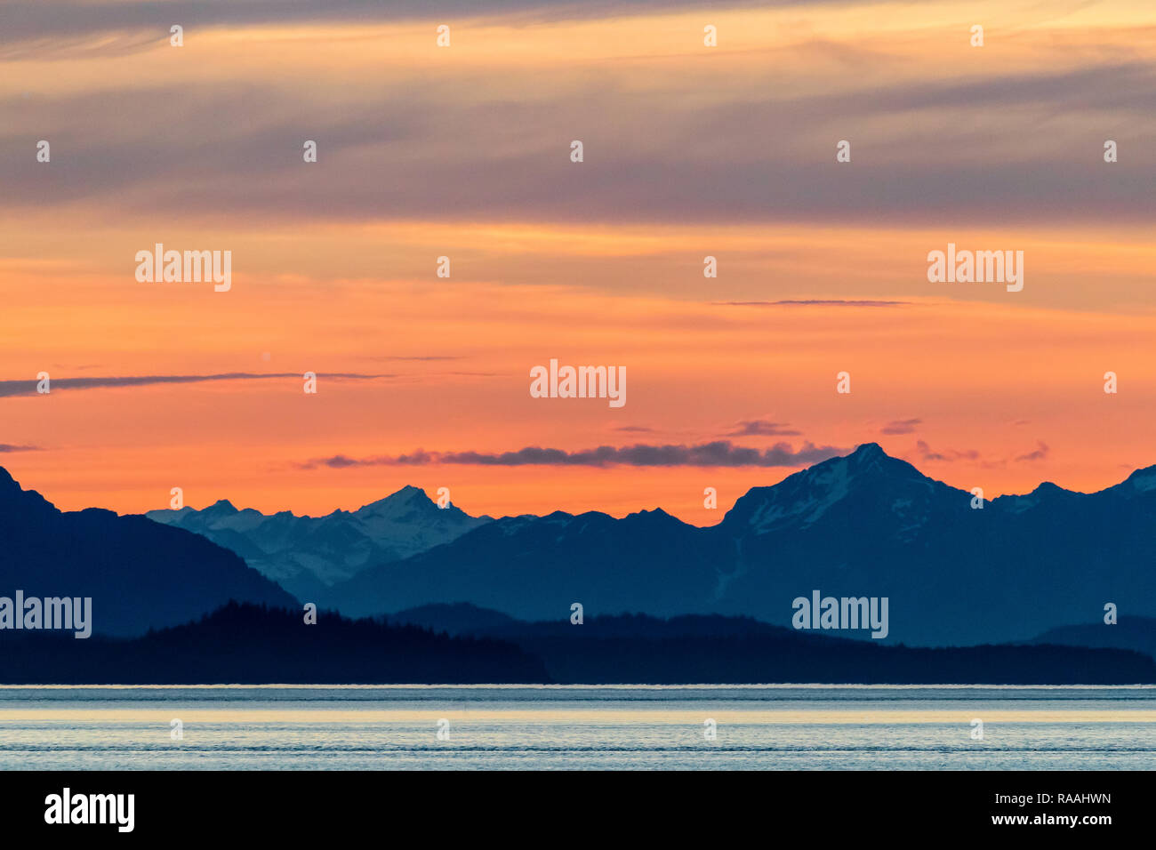 Sunset over Point Adolphus, Icy Strait, Southeast Alaska, USA Stock ...