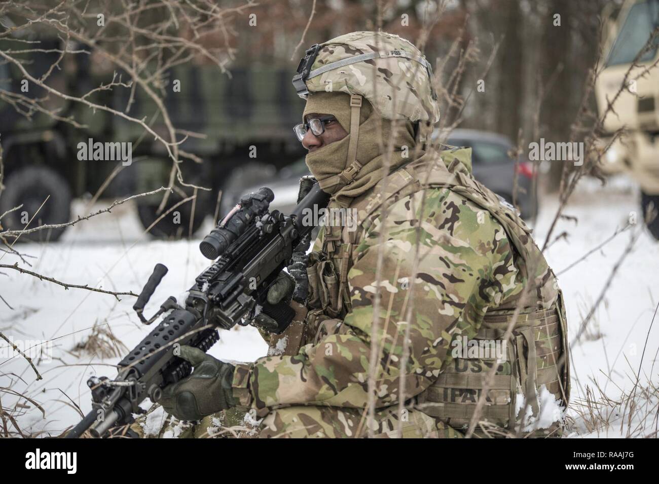 A U.S. Soldier of the 3rd Battalion, 501st Aviation Regiment provide ...