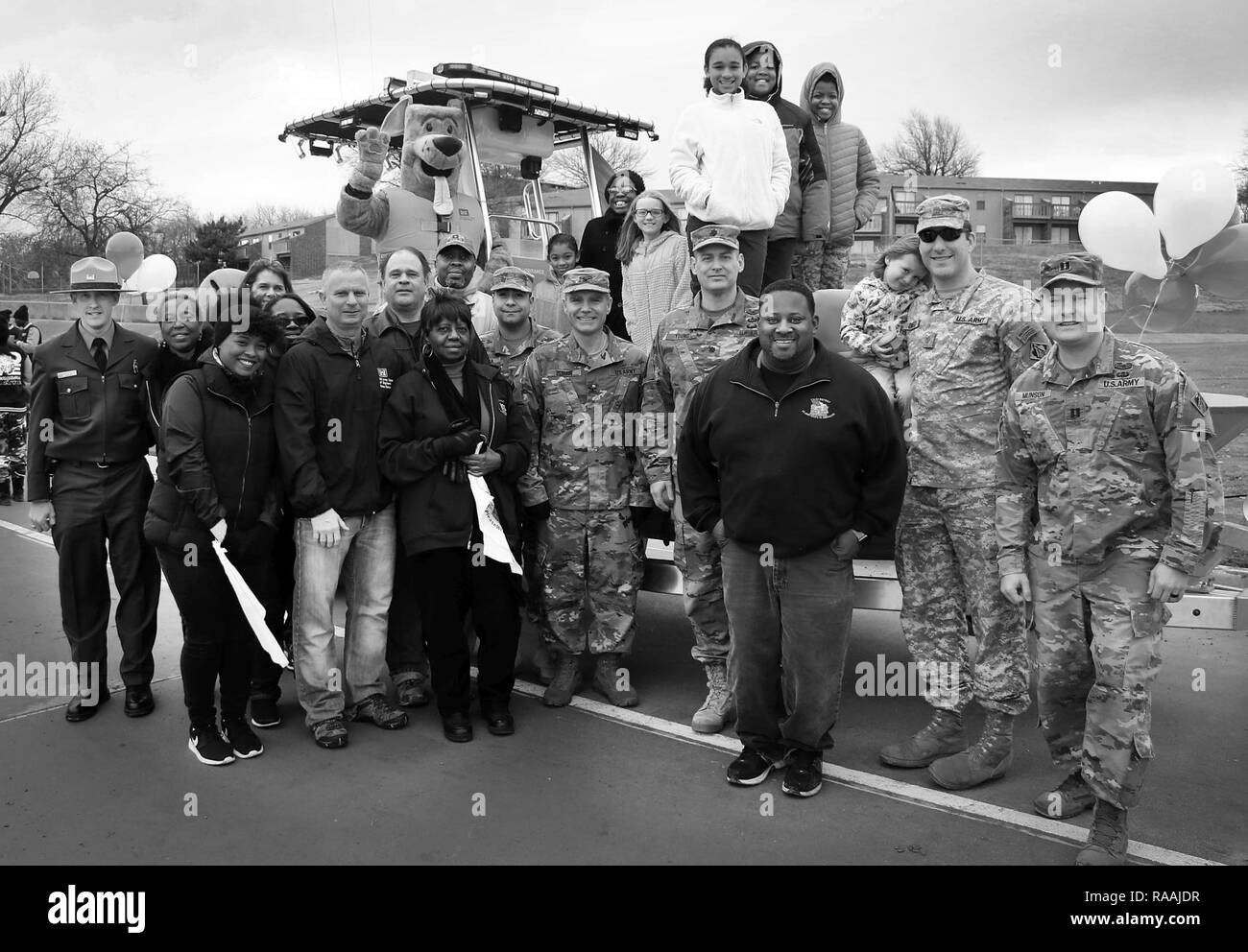 Military personnel gather in Black and White Stock Photos & Images - Alamy